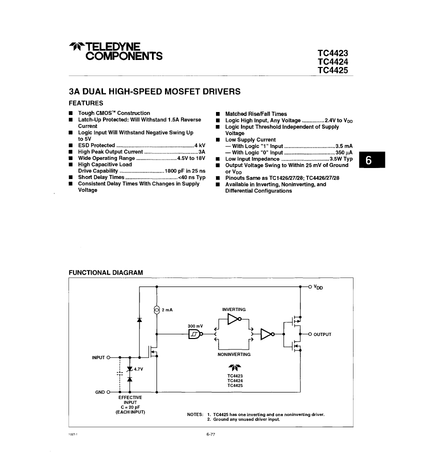 TC4424CPA,TC4424CPA pdf中文资料,TC4424CPA引脚图,TC4424CPA电路-Datasheet-电子工程世界