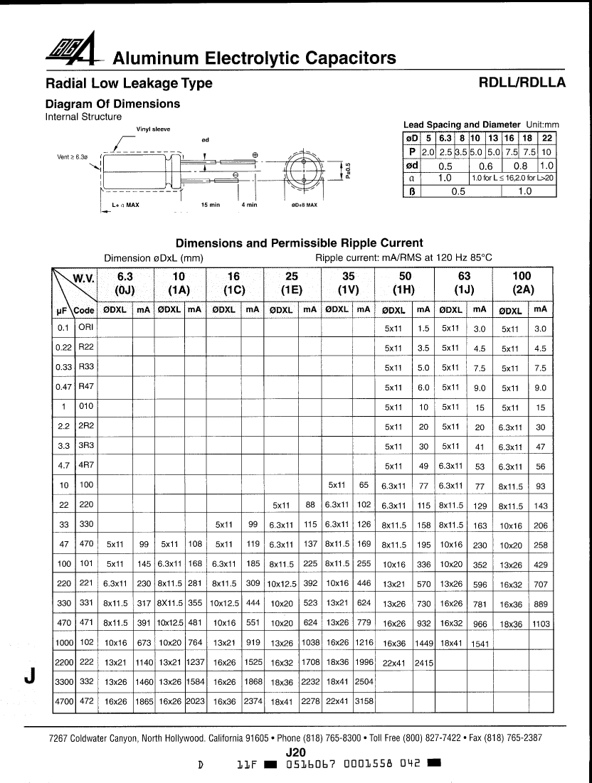 RDLLA3300T25TB110X16 datasheet, PDF - EEWORLD Datasheet