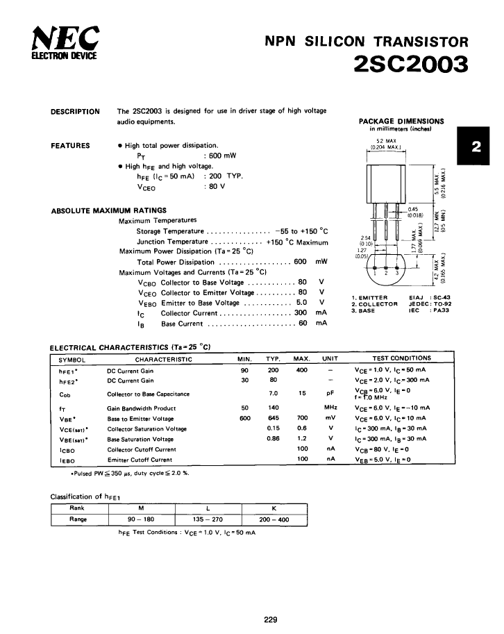 2SC2003L,2SC2003L pdf中文资料,2SC2003L引脚图,2SC2003L电路-Datasheet-电子工程世界