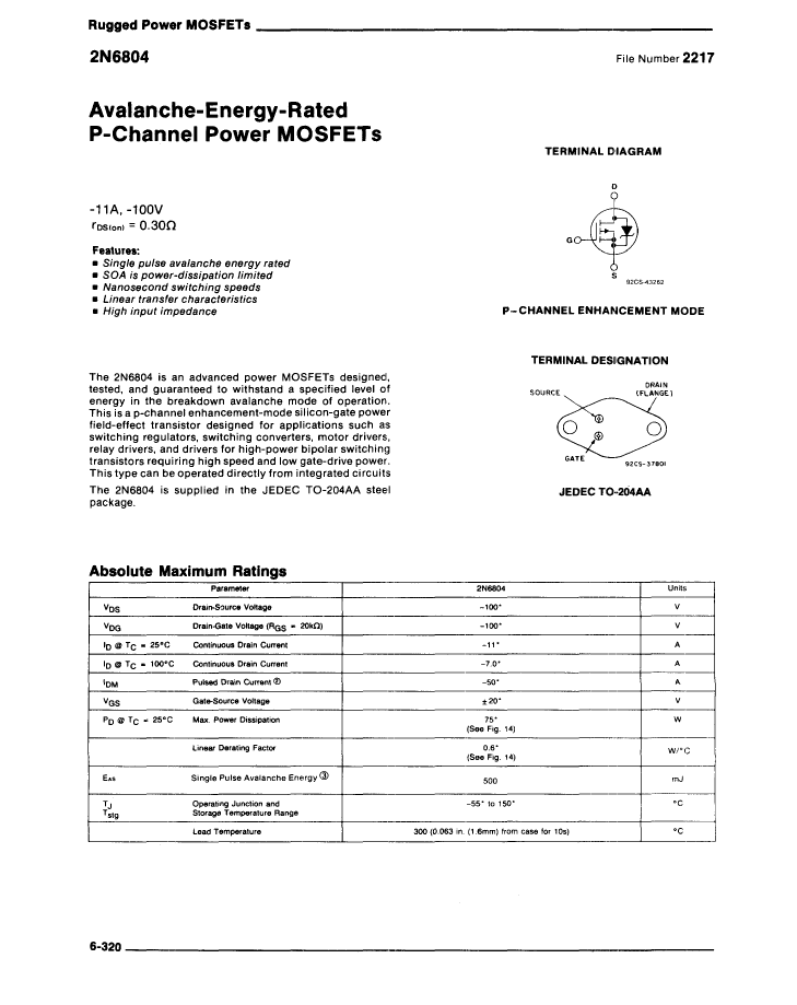 2N6804,2N6804 pdf中文资料,2N6804引脚图,2N6804电路-Datasheet-电子工程世界