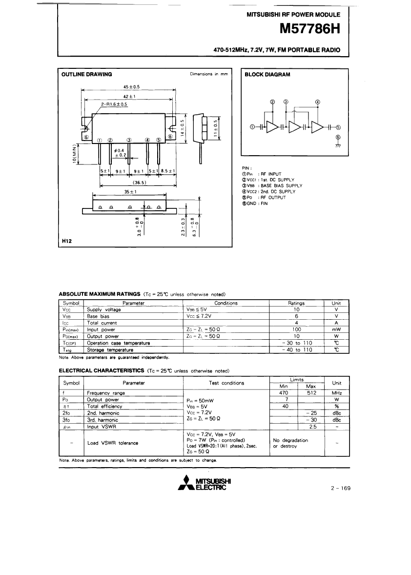 M57786H datasheet, PDF - EEWORLD Datasheet