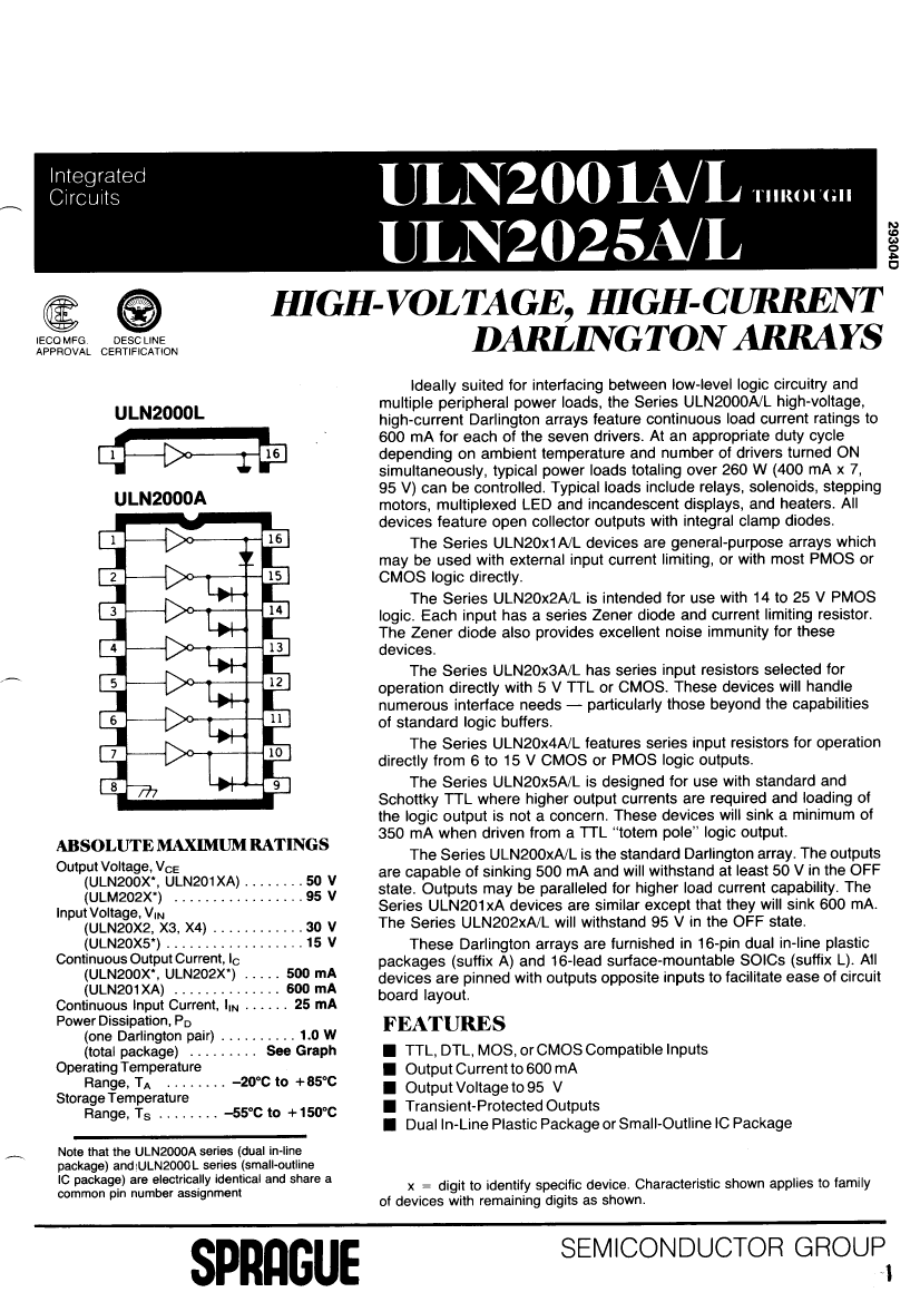 ULN2002,ULN2002 pdf中文资料,ULN2002引脚图,ULN2002电路-Datasheet-电子工程世界