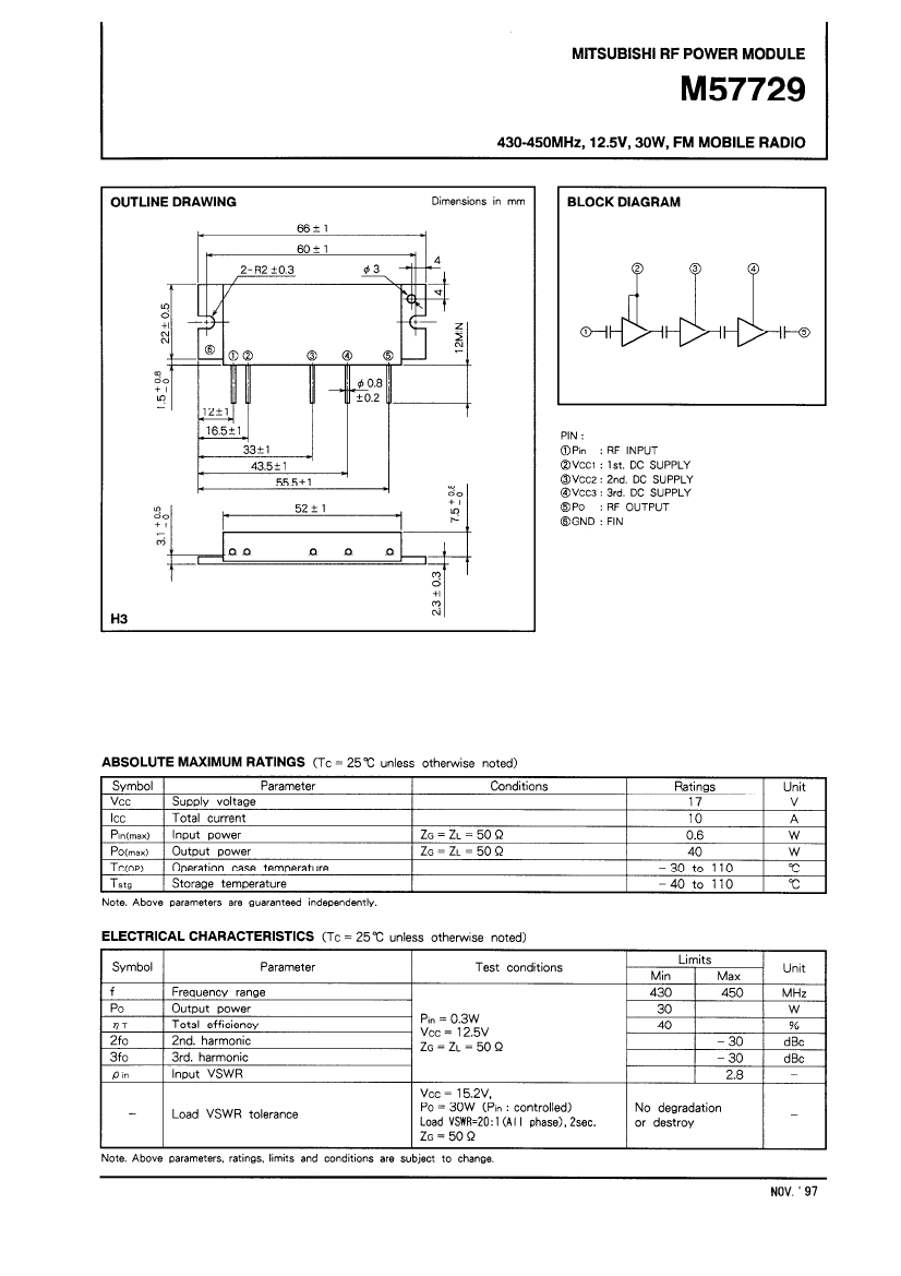 M57729 datasheet, PDF - EEWORLD Datasheet