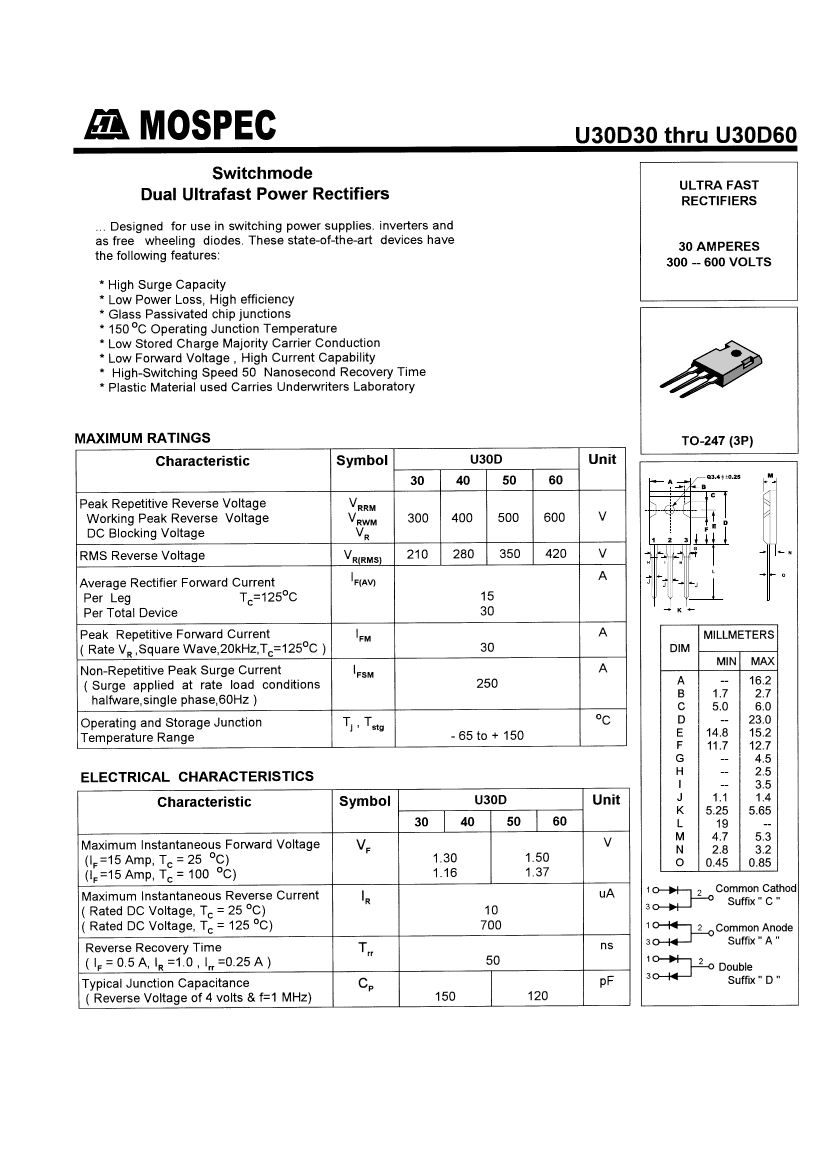U30D30 datasheet, PDF - EEWORLD Datasheet