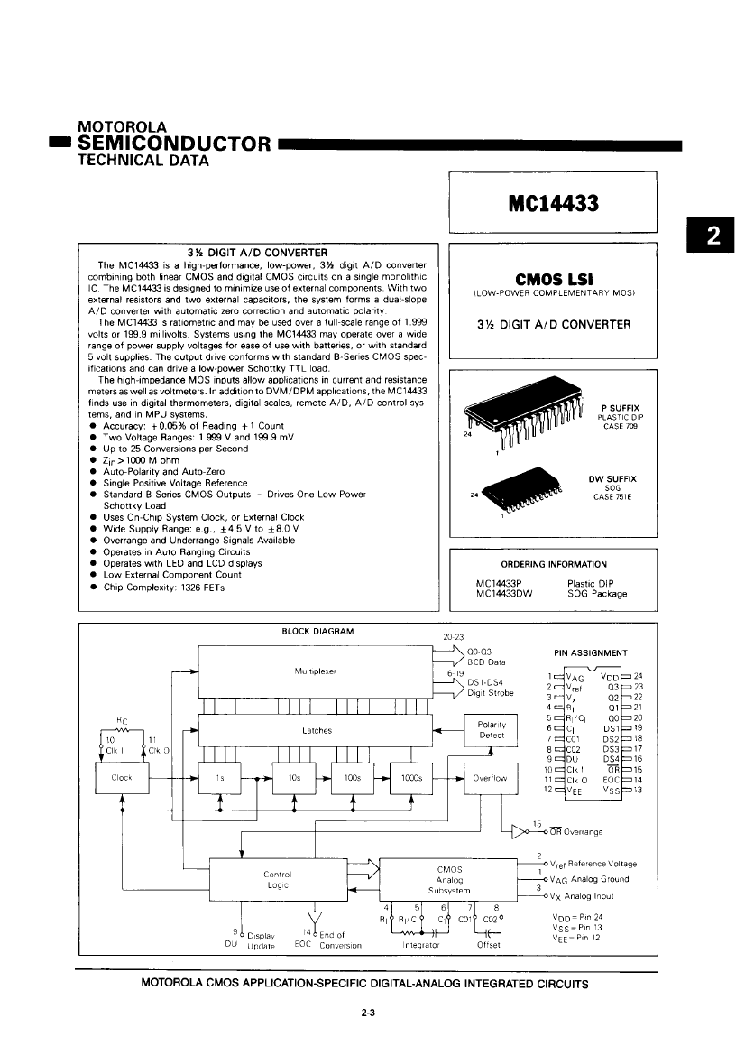 MC14433,MC14433 pdf中文资料,MC14433引脚图,MC14433电路-Datasheet-电子工程世界