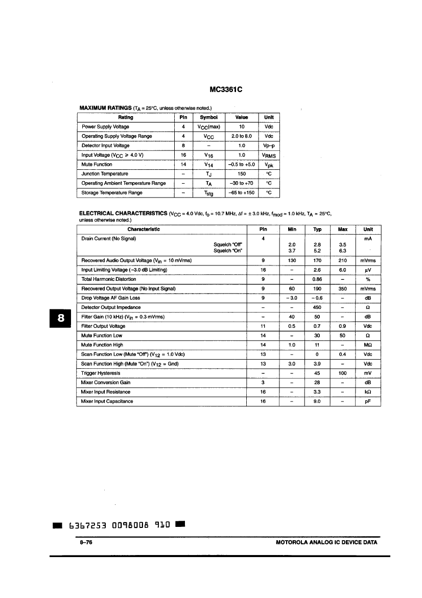 MC3361,MC3361 pdf中文资料,MC3361引脚图,MC3361电路-Datasheet-电子工程世界