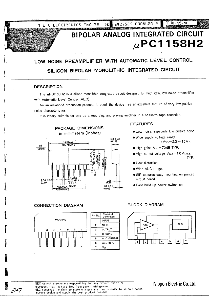 UPC1158H2,UPC1158H2 pdf中文资料,UPC1158H2引脚图,UPC1158H2电路-Datasheet-电子工程世界