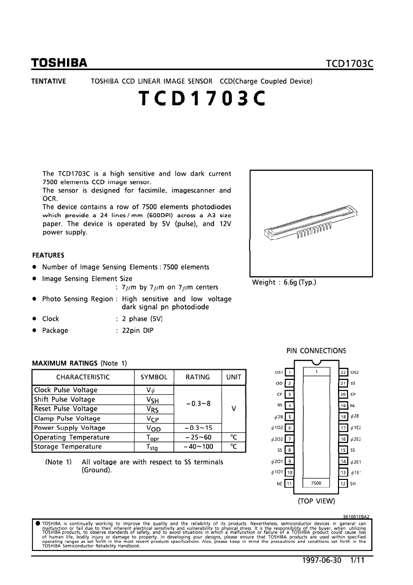 TCD1703C,TCD1703C pdf中文资料,TCD1703C引脚图,TCD1703C电路-Datasheet-电子工程世界
